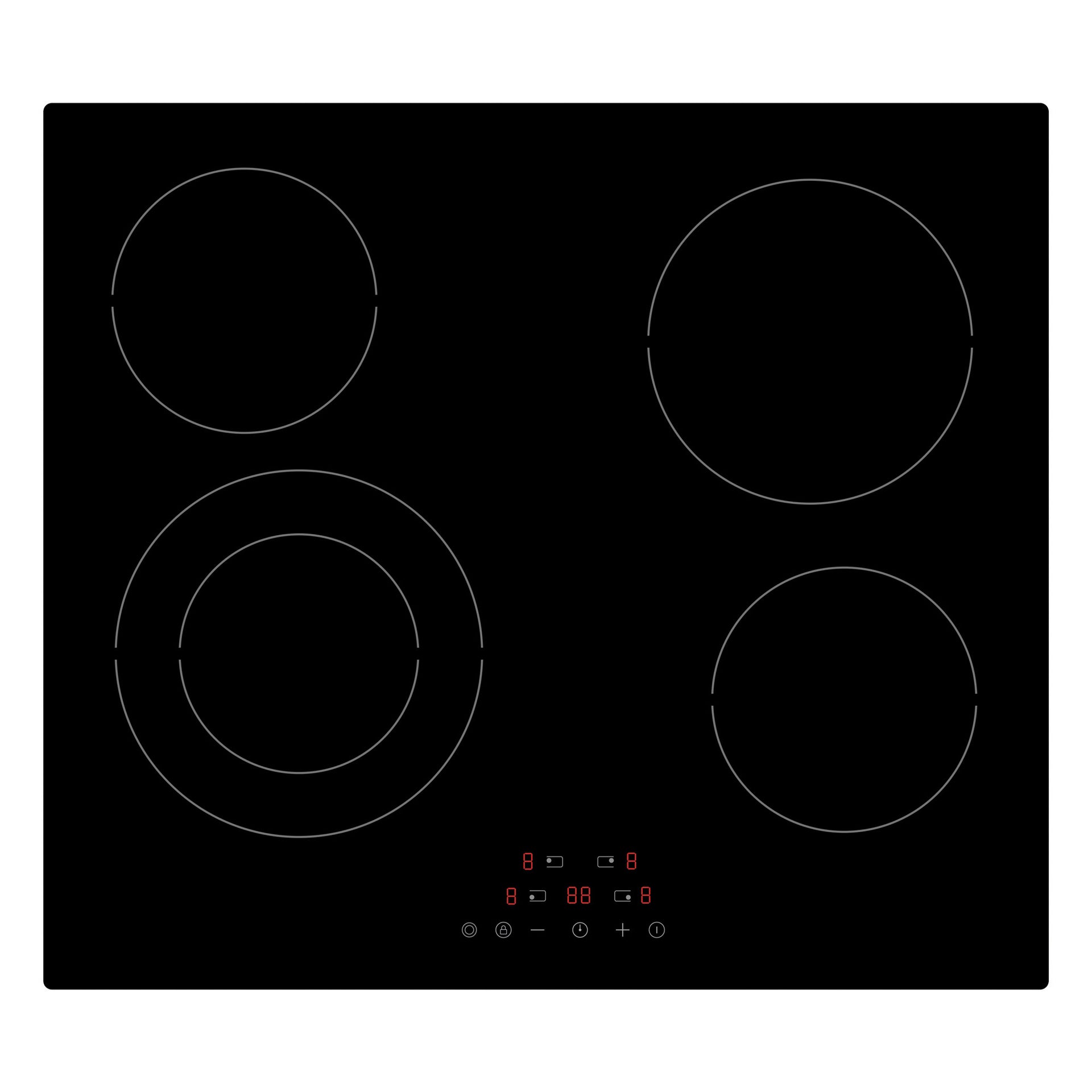 Statesman 4 Zone Ceramic Hob Cooktop, Side Dial Control, 6400W, 60cm, Black